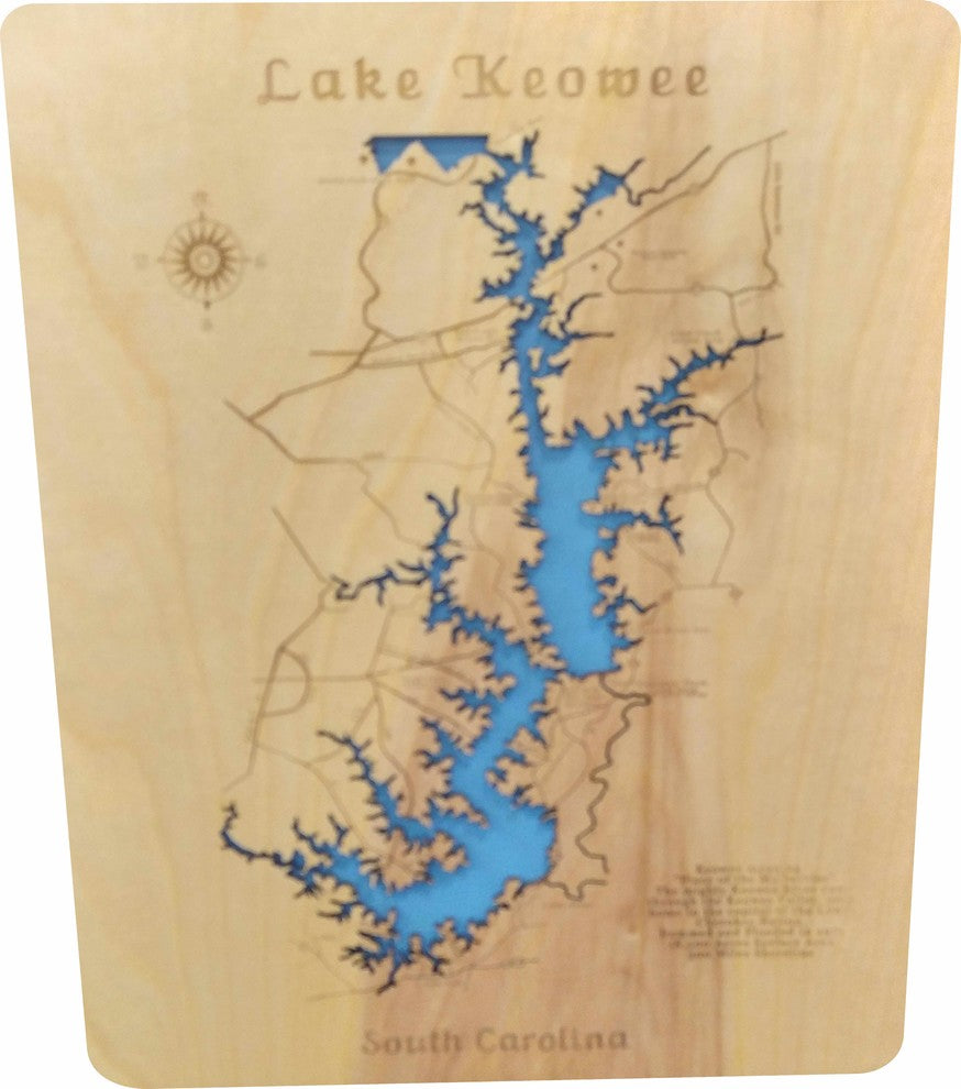 Lake Keowee, South Carolina-Wood Lake Map, Small Standout