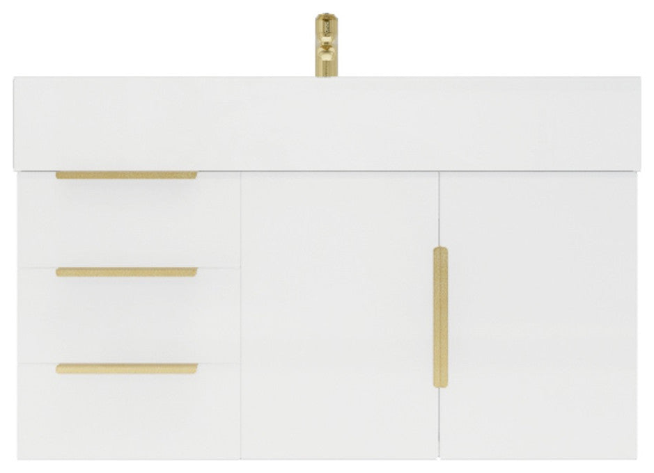 Madison 36" Wall Mounted Vanity With Reinforced Acrylic Sink, High Glo
