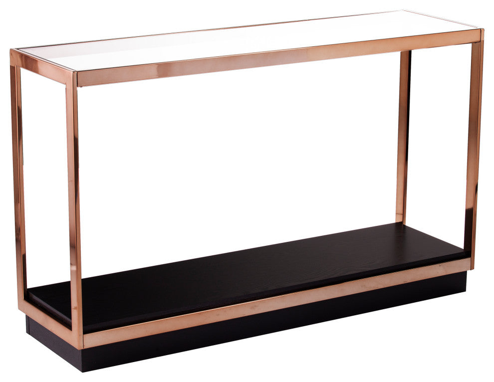 Lexington Glass-Top Console Table, Champagne and Black