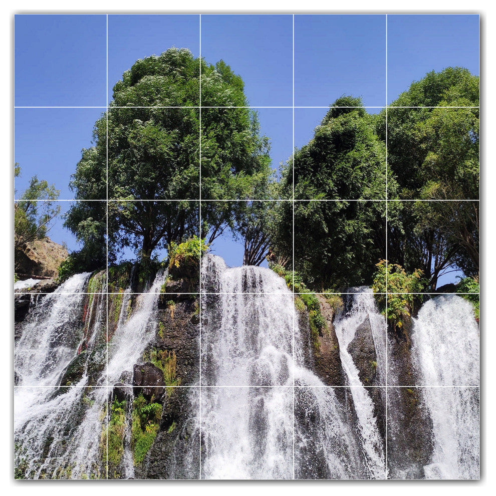 Waterfalls Ceramic Tile Wall Mural Hz501131-55m. 30" X 30"