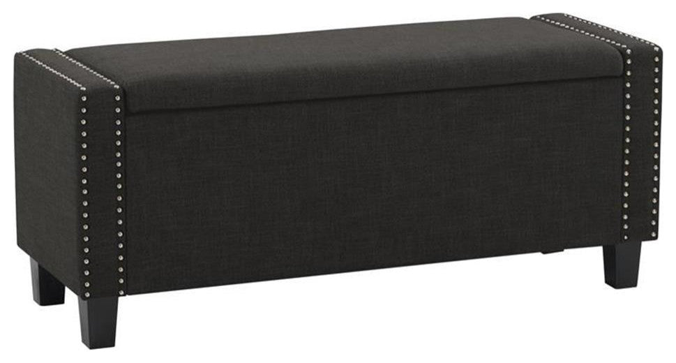 Atlin Designs Storage Fabric Ottoman in Dark Gray