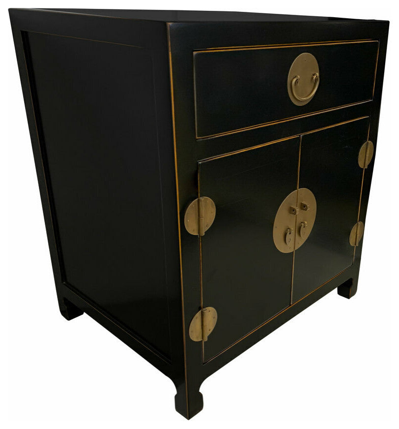 Oriental Ming End Table, Ebony Finish, Ebony