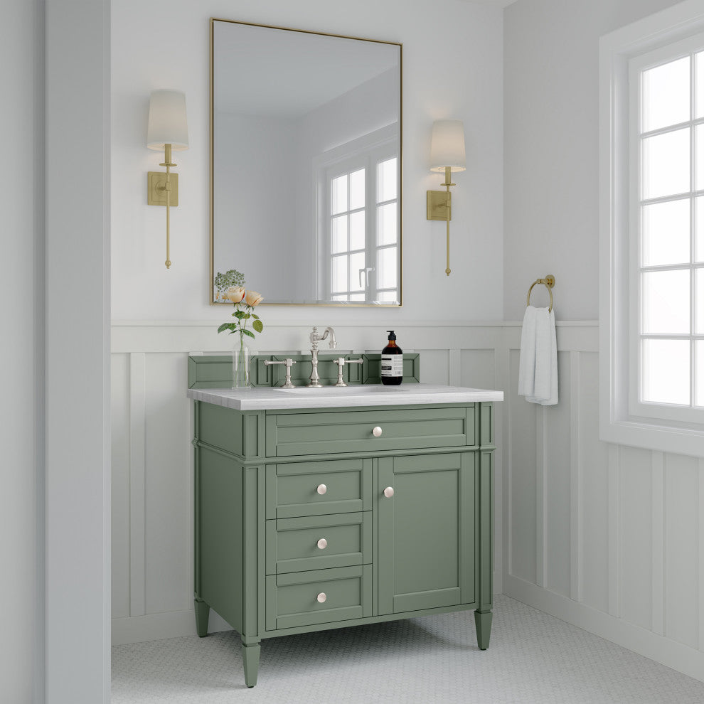Brittany 36" Single Vanity, Smokey Celadon, 3CM Arctic Fall Top