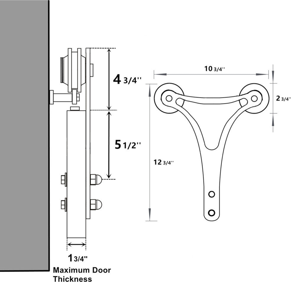 Sliding Barn Door Hardware Kit, Horns Design, Single Door, 11'