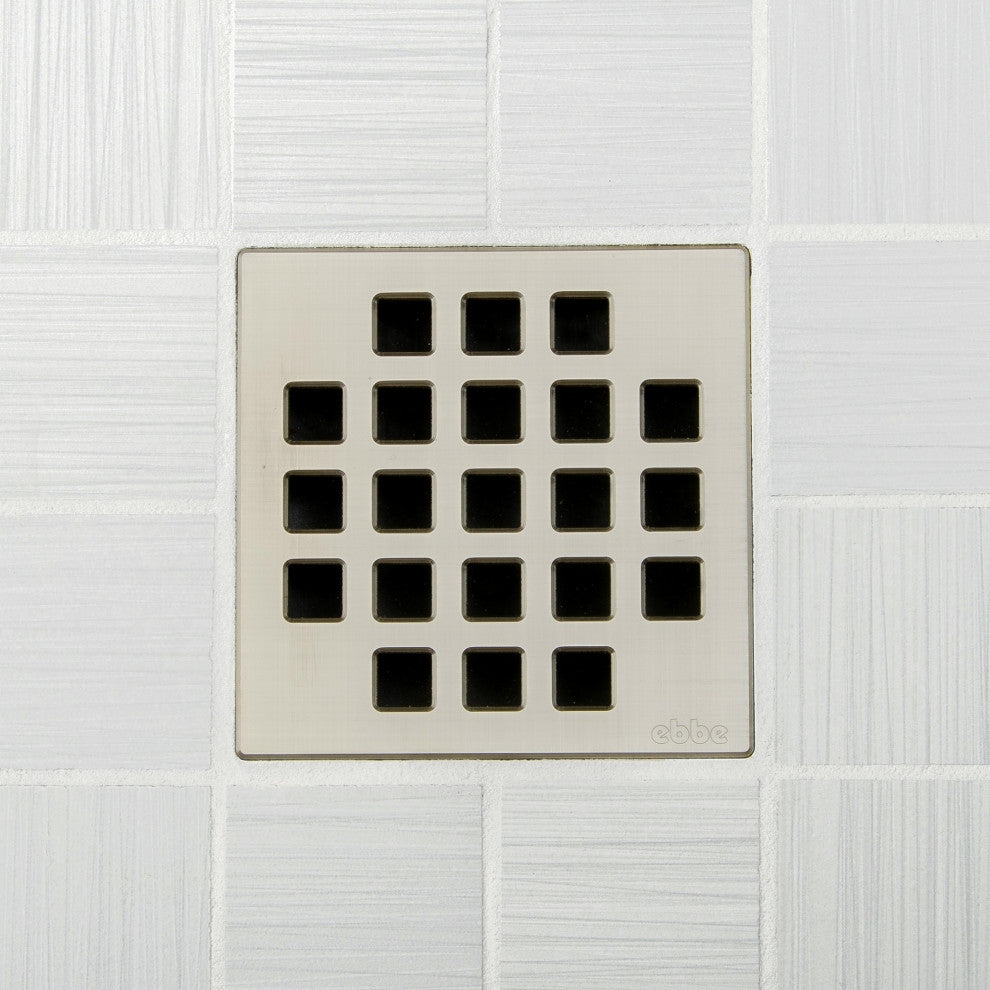 Ebbe Unique Square Shower Drain Classic 4" Floor Cover Shower Bathroom