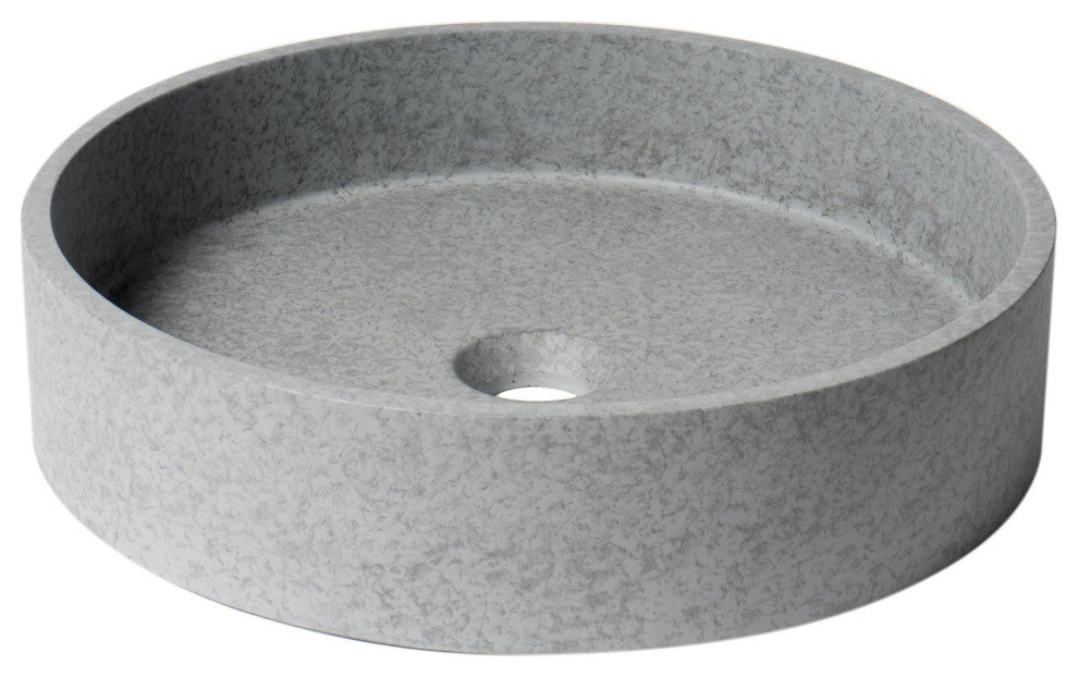 Alfi Brand Abco17R 17" Round Solid Concrete Above Mount Bathroom Sink