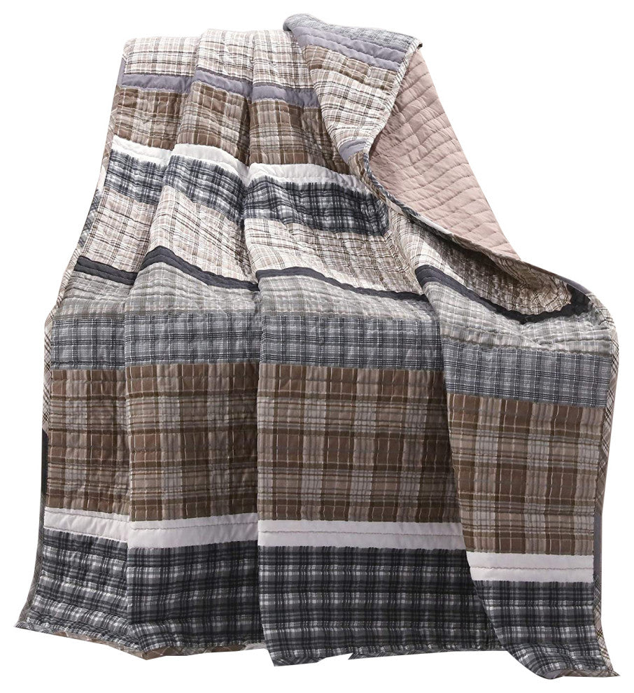 Greenland Home Fashions Gold Rush Quilted Throw Blanket Gray