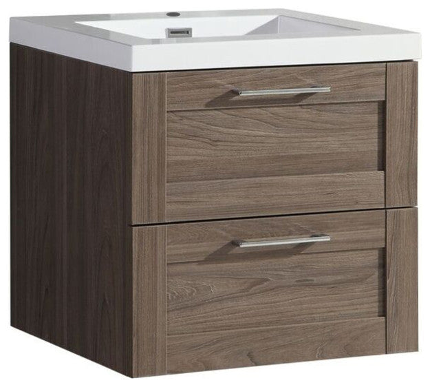 The Cosmo Wall Mounted Modern Bathroom Vanity Elm 24"