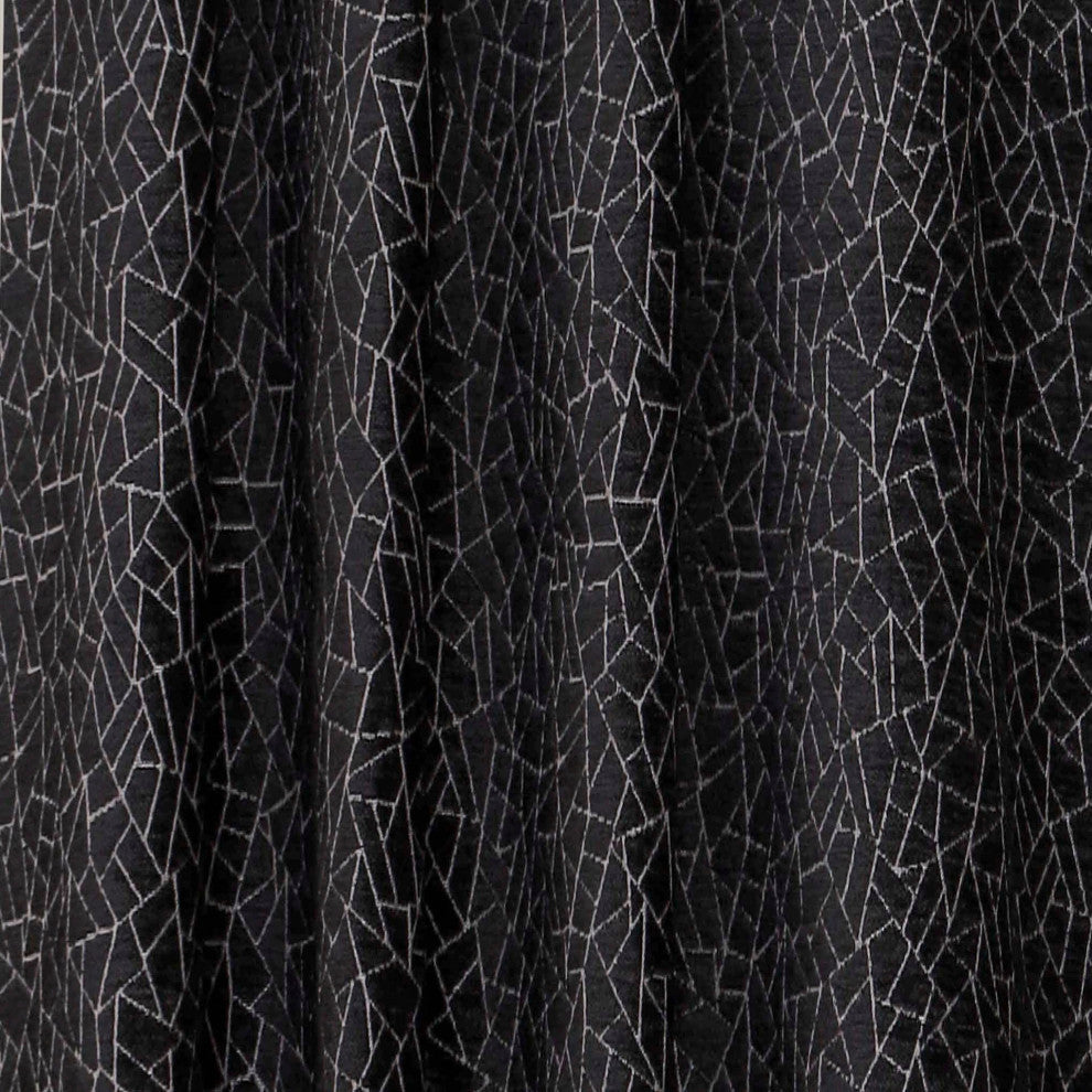 Black Web Jacquard Velvet Fabric By The Yard, Upholstery Fabric, Abstr