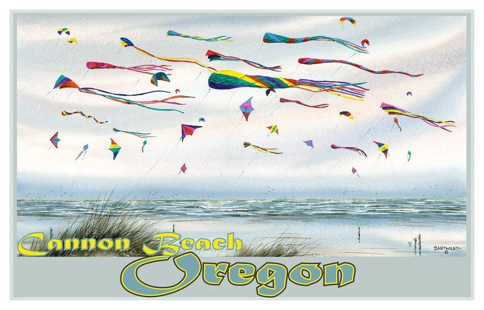 Dave Bartholet Cannon Beach Oregon Flying Kites Art Print, 30"x45"