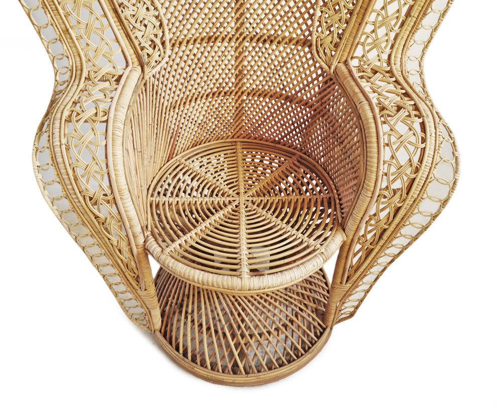 Tall Back Raw Peacock Fan Chair