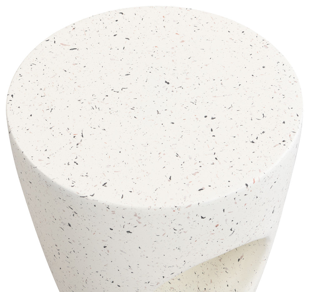 GDF Studio Outdoor Lightweight Concrete Accent Side Table, White Fleck