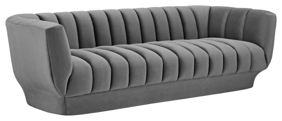 Entertain Vertical Channel Tufted Performance Velvet Sofa