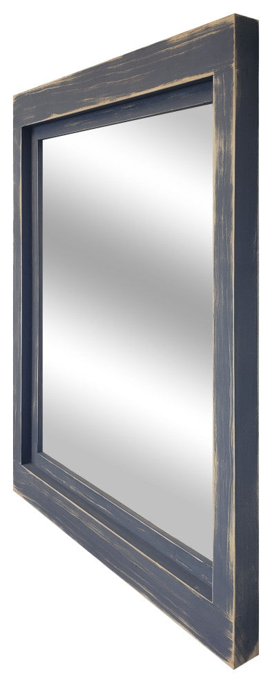 Farmhouse Framed Wall Mirror Slate Gray, 60" X 30" Sawtooth Hangers, N