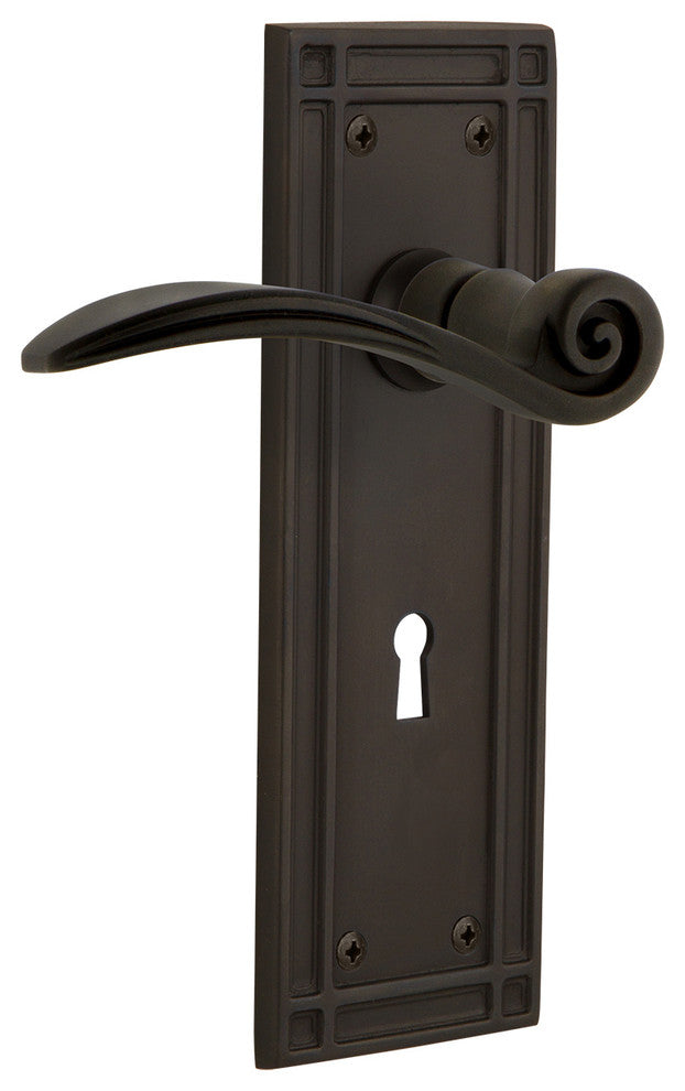 Mission Plate With Keyhole Swan Lever, Oil-Rubbed Bronze, Privacy, Non