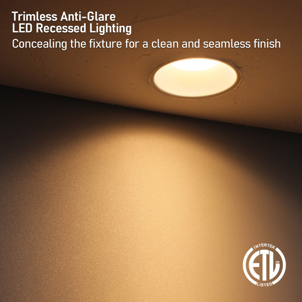 4 Pack 5cct Commercial Trimless 3" Led Recessed Light With J-box Dimm