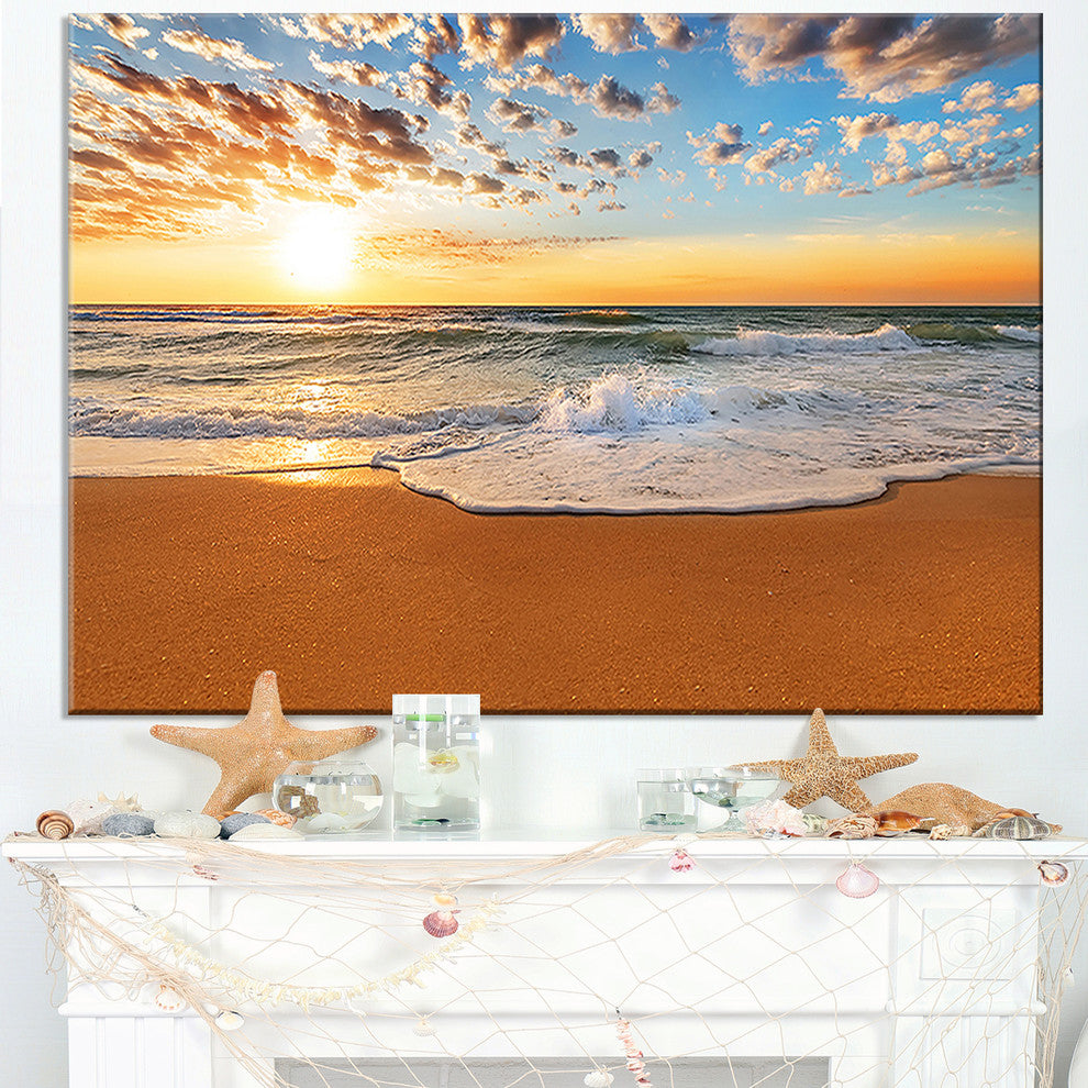 "incredible Seashore Under Cloudy Sky" Seashore Wall Art 32"x16"