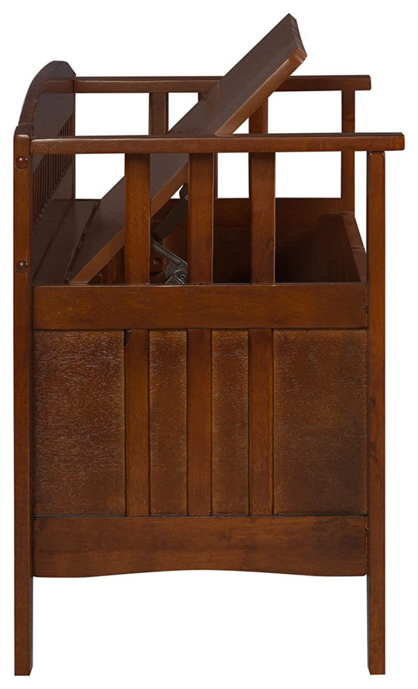 Traditional Storage Bench, Rubberwood Construction With Split Seat, Wa