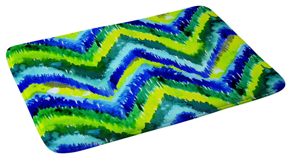 Cayenablanca Green Chevron Memory Foam Bath Mat, 17"x24"
