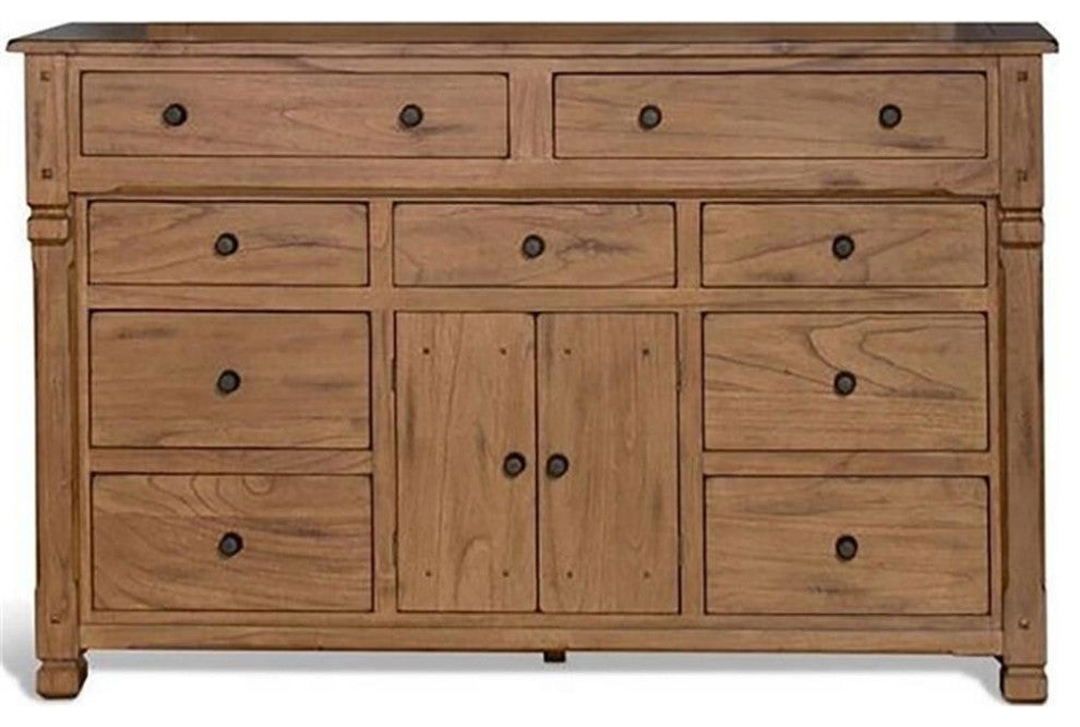 Sunny Designs Sedona 70" Traditional Wood Dresser in Rustic Oak