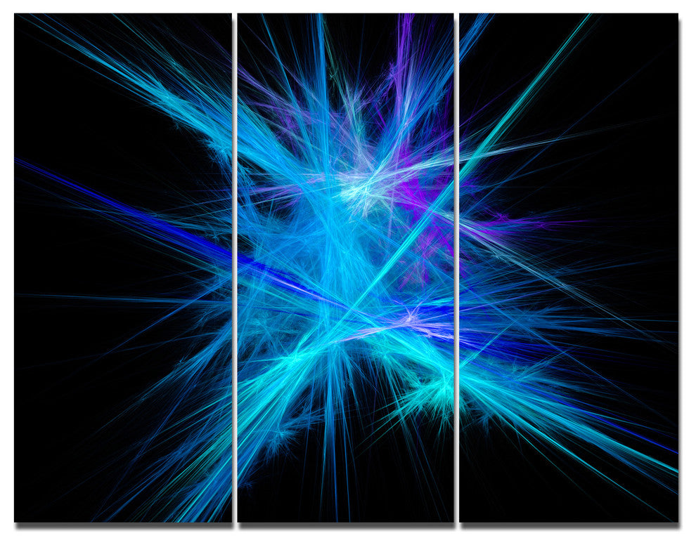 Clear Blue Spectrum of Light, Abstract Triptych Canvas Print, 36x28, 3