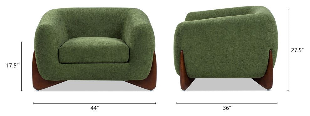 Alpine 44" Sherpa Arm Chair, Moss Green Fleeced Teddy