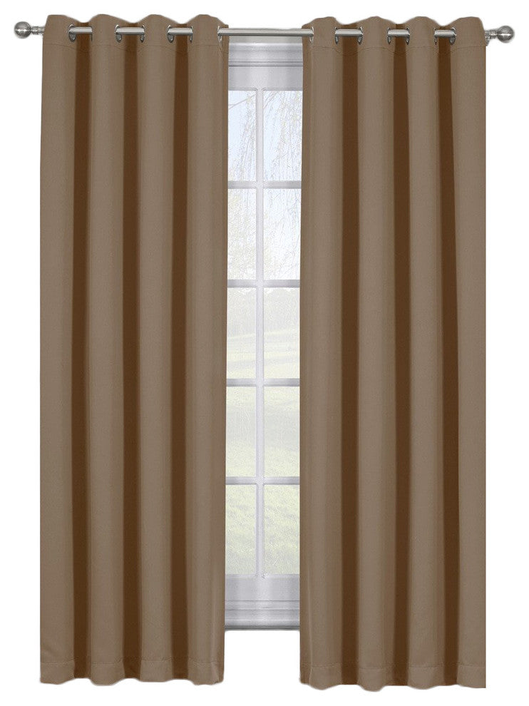 Ava 2PC Blackout Tie Back Triple Weave Panels, Cappuccino, 108"x63", S