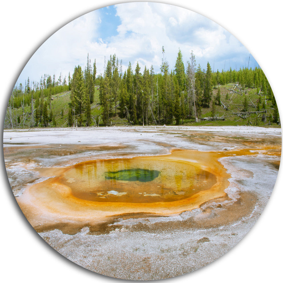 Chromatic Morning Glory Pool Landscape Photo Disc Metal Artwork 23"