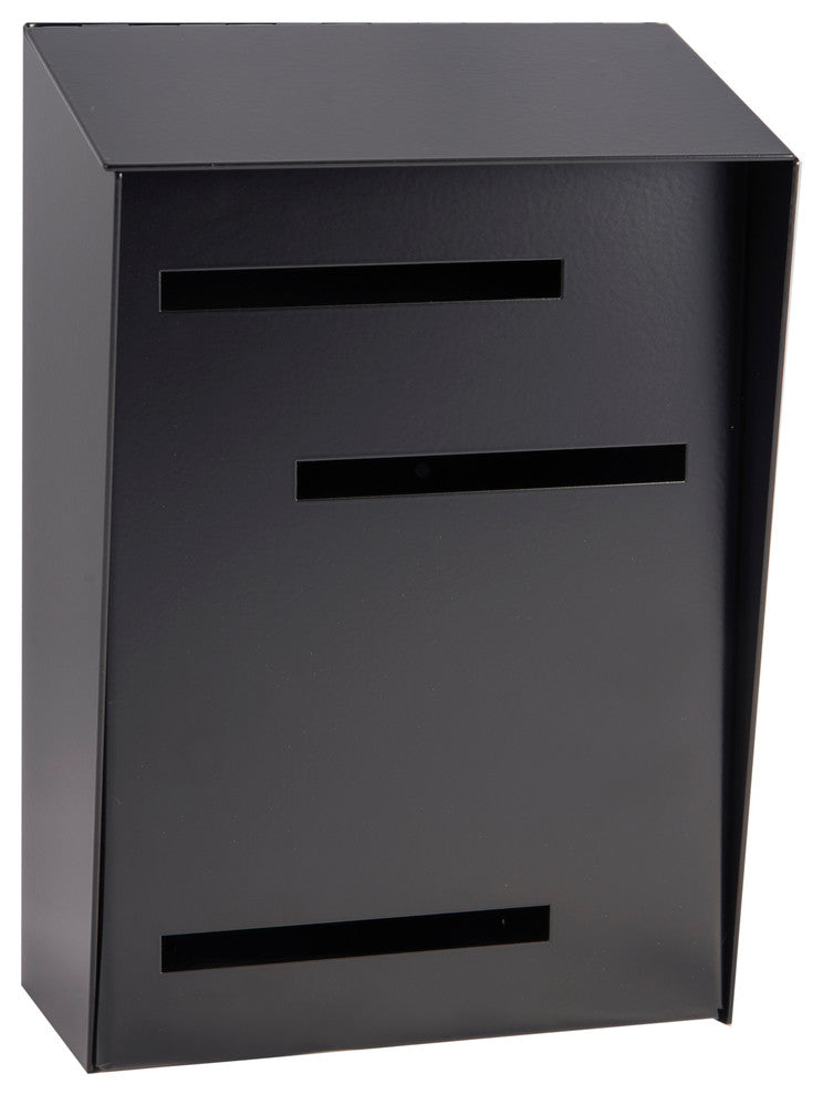Mid Century Modern Mailbox, Vertical Large, Monochromatic, Black