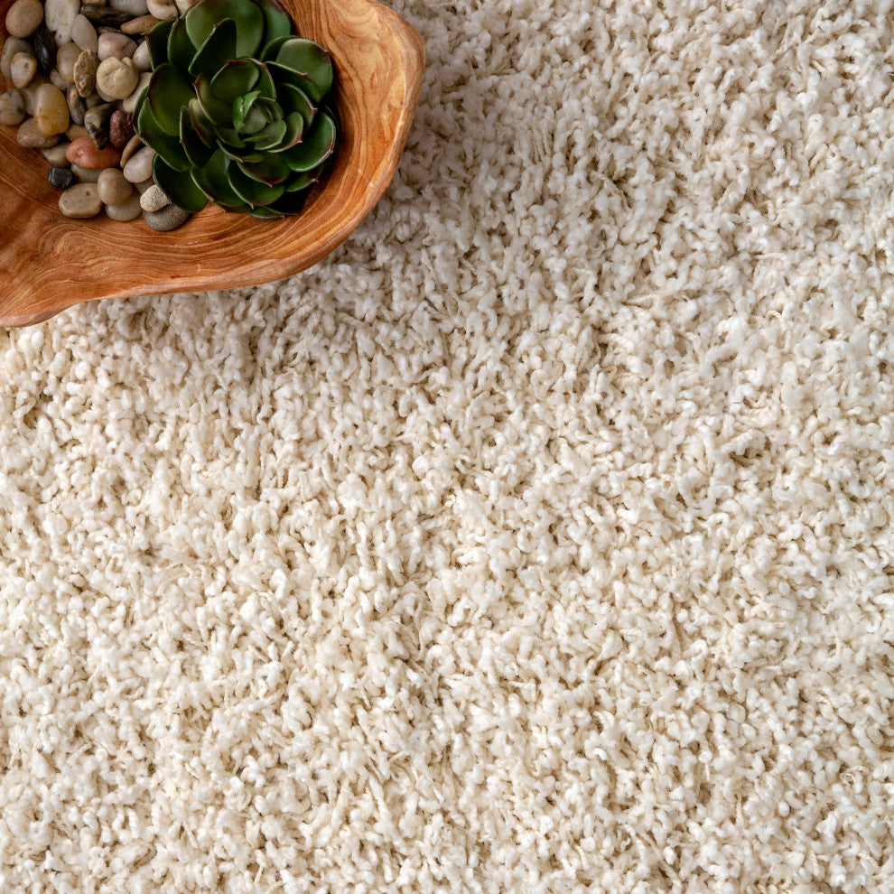 Nuloom Gwenyth Solid Shag Rug, Beige 3' 3" x 5'