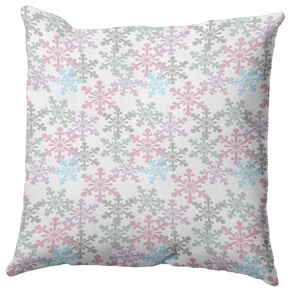 Snow Fall Accent Pillow, Pink Icing, 18"x18"