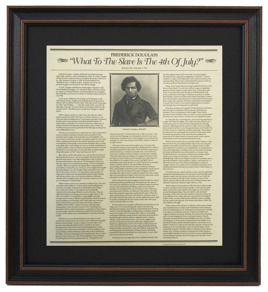 Framed Frederick Douglass Speech - What To The Slave Is The 4th Of Jul