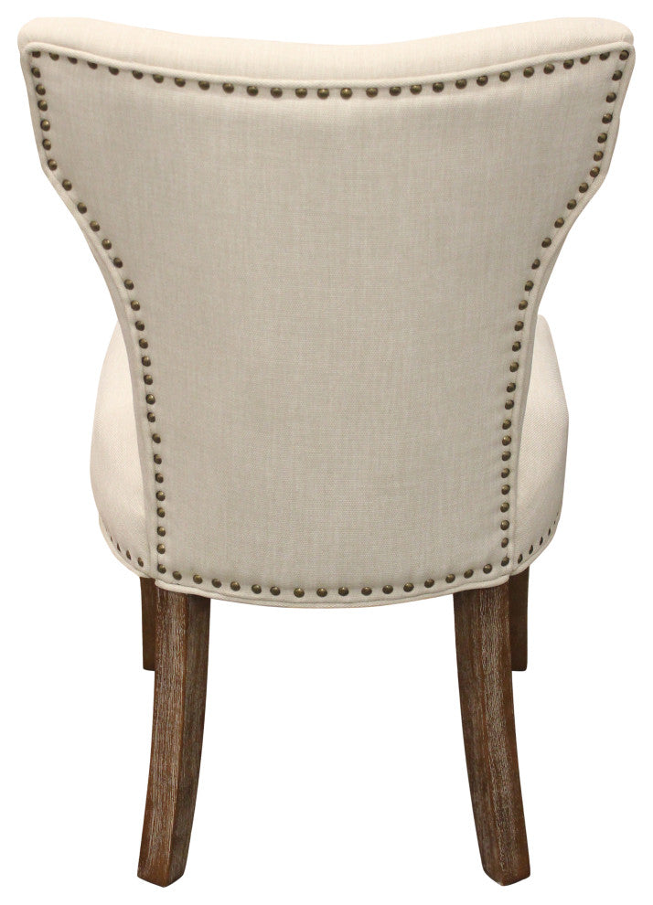 Benedict 7-piece Dining Set 58" Round Dining Table And 6 Ivory Linen