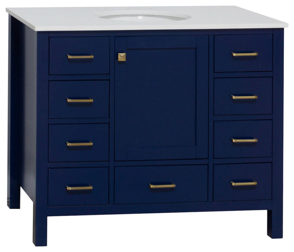 Horizon 42" Bathroom Vanity, Royal Blue, Engineered White