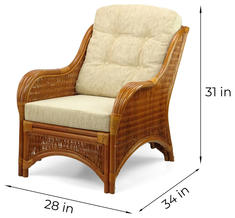 Jam Natural Rattan Wicker 4-Piece Set, Colonial, Cream