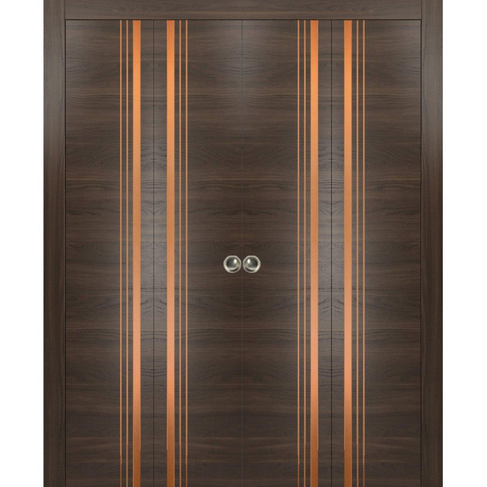 Double Bi-fold Doors | Planum 1010 Chocolate Ash with | Sturdy Tracks