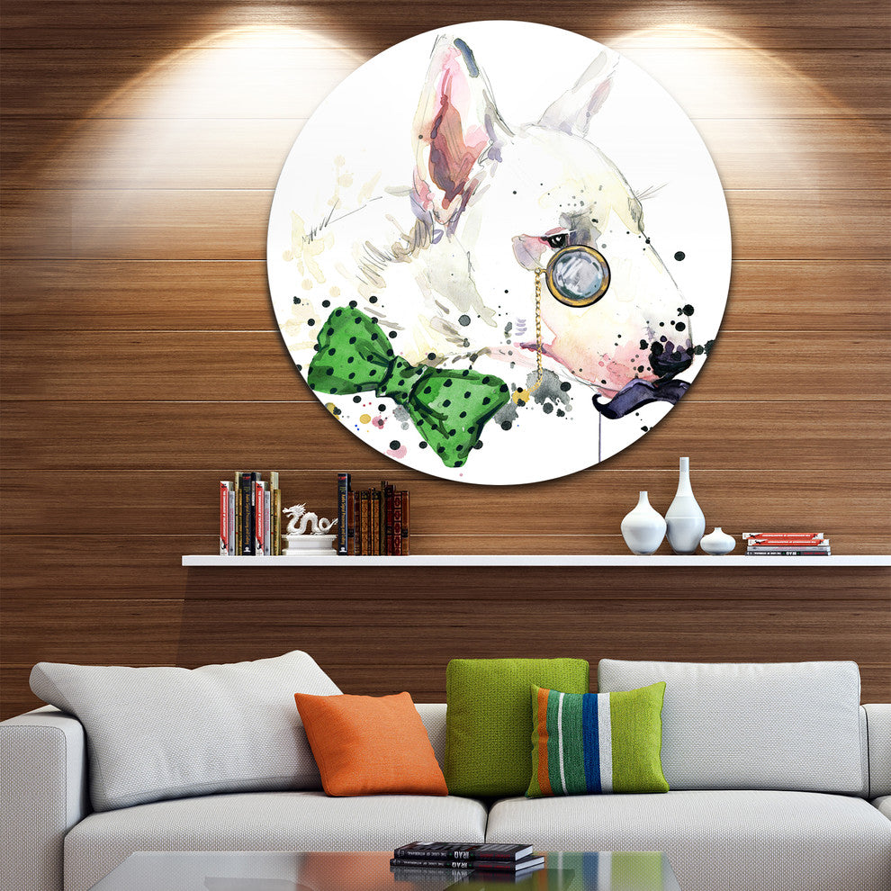 Bull Terrier Dog Animal Disc Metal Wall Art 38"