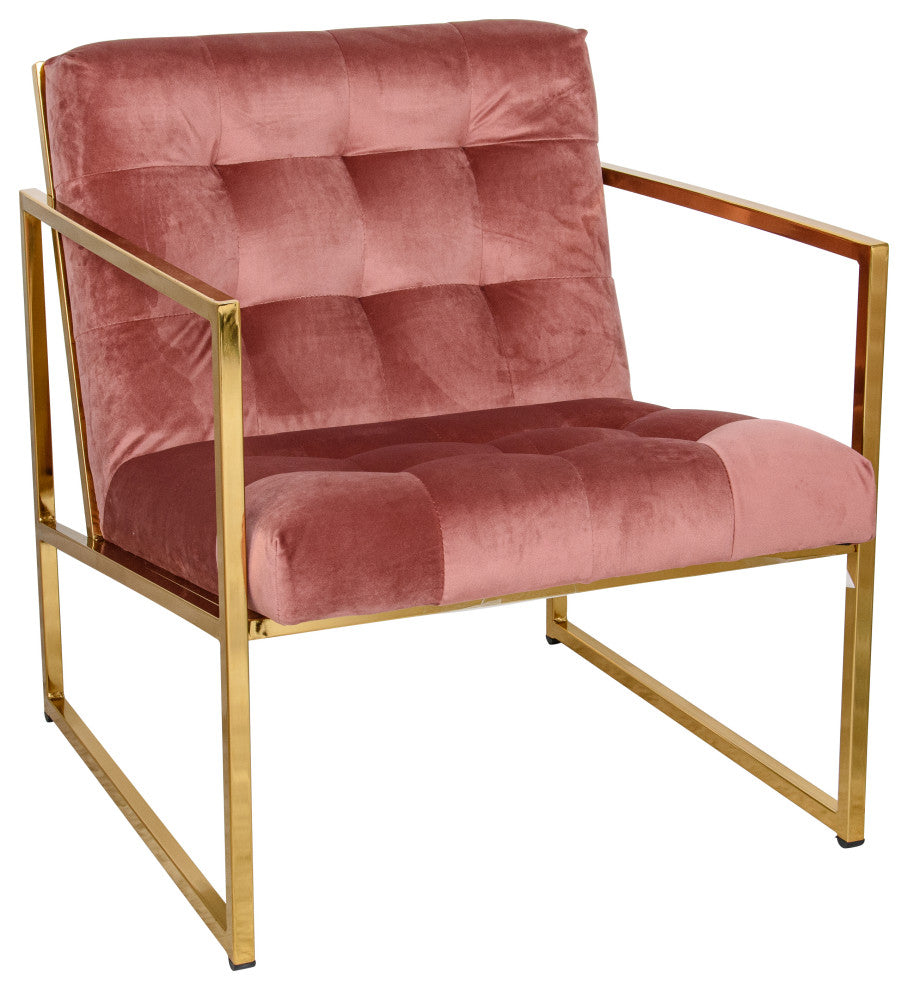 Tufted Accent Armchair With Gold Sled Base Lexington Series Royal Ros