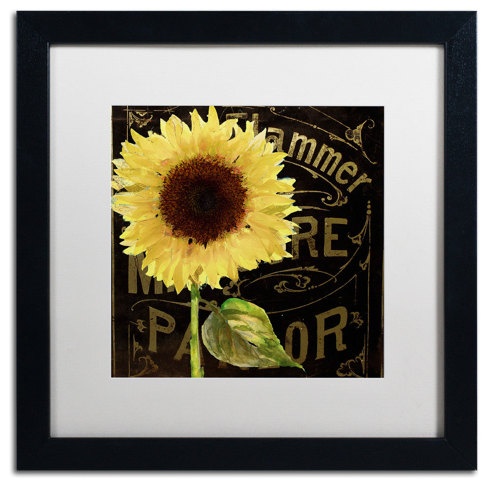 Color Bakery 'Sunflower Salon I', Black Frame, White Mat, 16x16