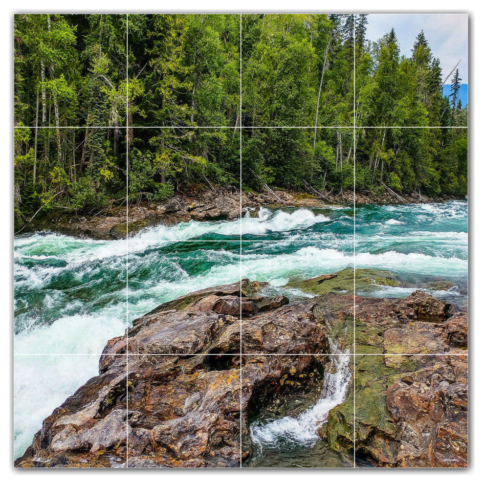 River Ceramic Tile Wall Mural HZ500904-44S. 17" x 17"