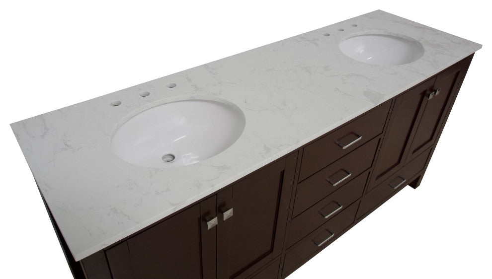 Horizon 72" Double Bathroom Vanity, Chocolate, Engineered Carrara