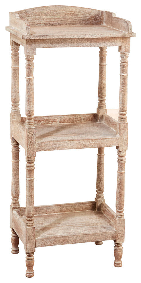 Three Tier Narrow Bookshelf Weathered Sand Finish