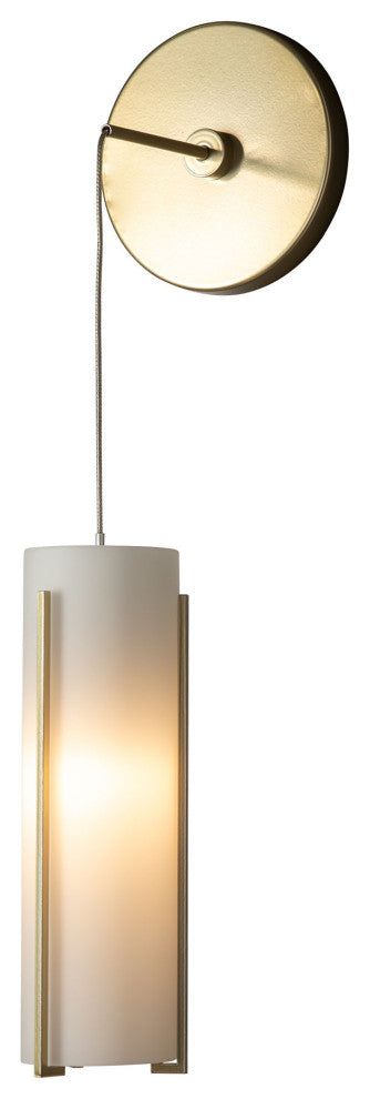 Exos Mini Low Voltage Sconce, Modern Brass Finish, Opal Glass