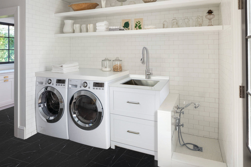 Transolid 29"x25.5" Quartz Laundry Sink and Cabinet with Faucet in Mat