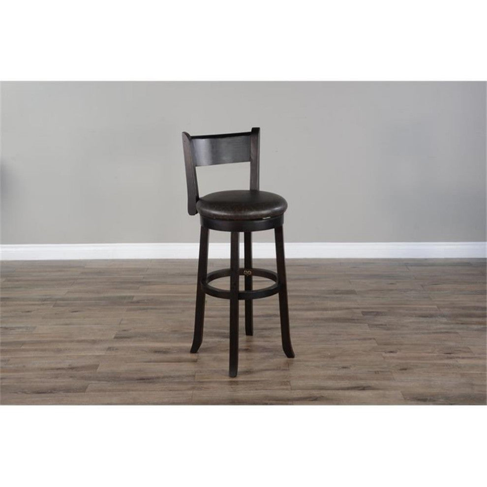 Sunny Designs 30" Mahogany Wood Swivel Barstool in Black Walnut (Set o