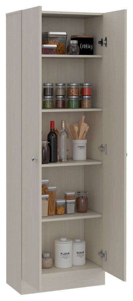 Virginia Double Door Storage Cabinet with 5 Shelves, Ash White