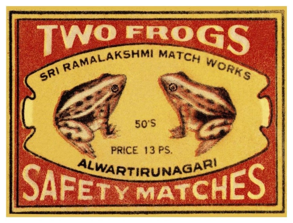 "two Frogs Safety Matches" Digital Paper Print By Phillumenart 24"x19