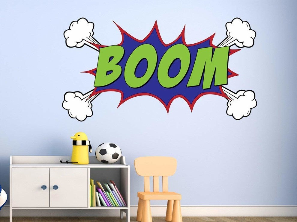 Comic Book BOOM Wall Decal, Sound Effect Superhero Explosion Vinyl Wal