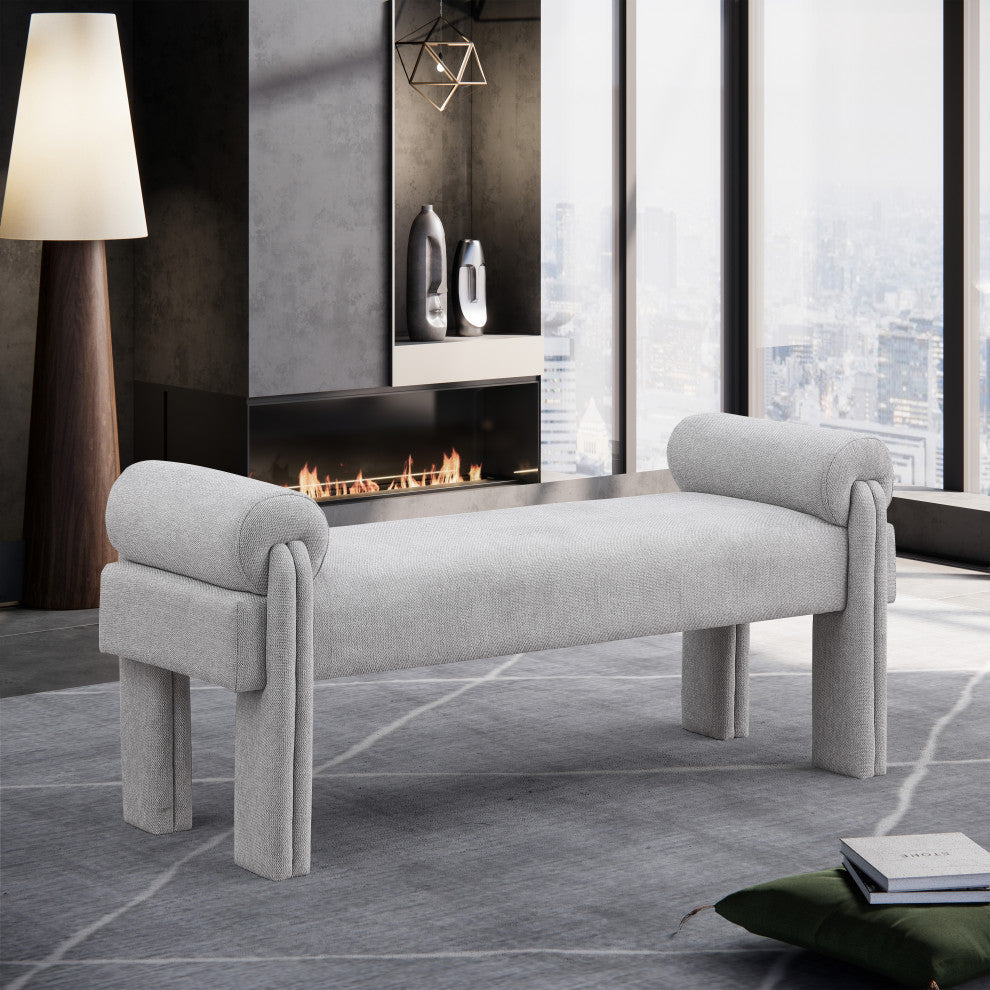 Stefano Upholstered Bench, Grey