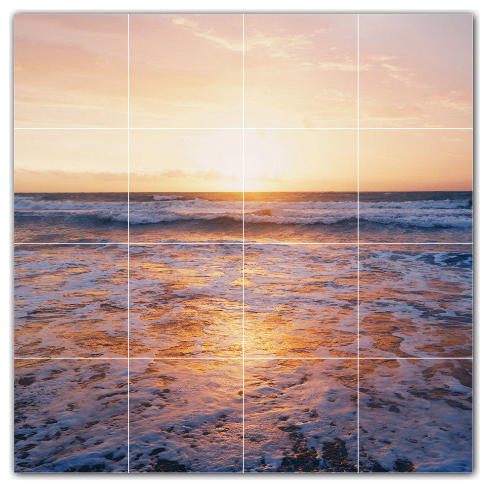 Sunset Ceramic Tile Wall Mural HZ500985-44S. 17" x 17"